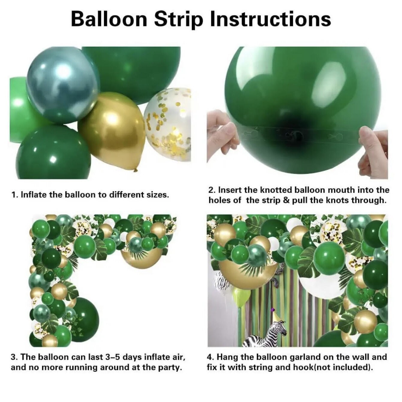 Set aranjament din baloane tip arcada jungle, verde, galben ...