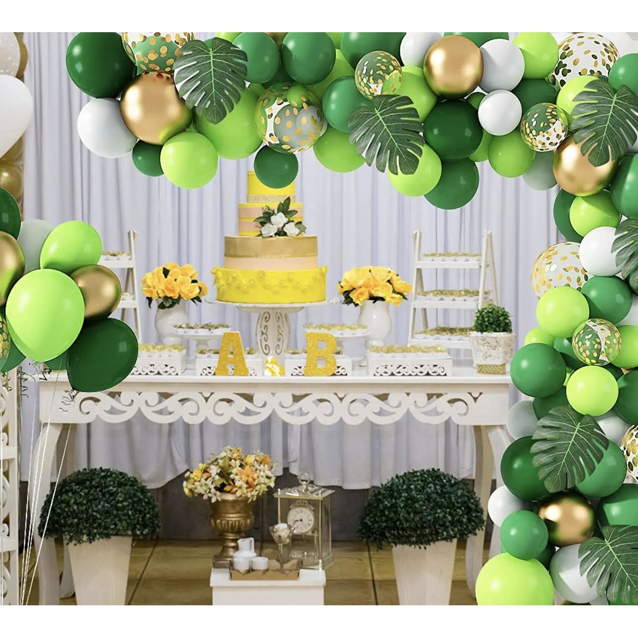 Set aranjament din baloane tip arcada jungle, verde, galben ...