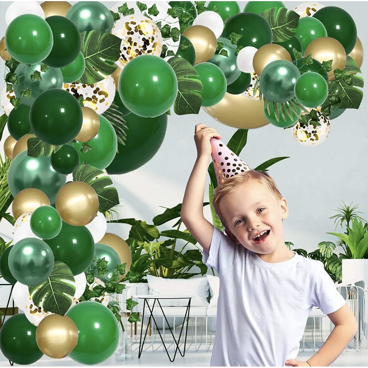 Set aranjament din baloane tip arcada jungle, verde, galben ...