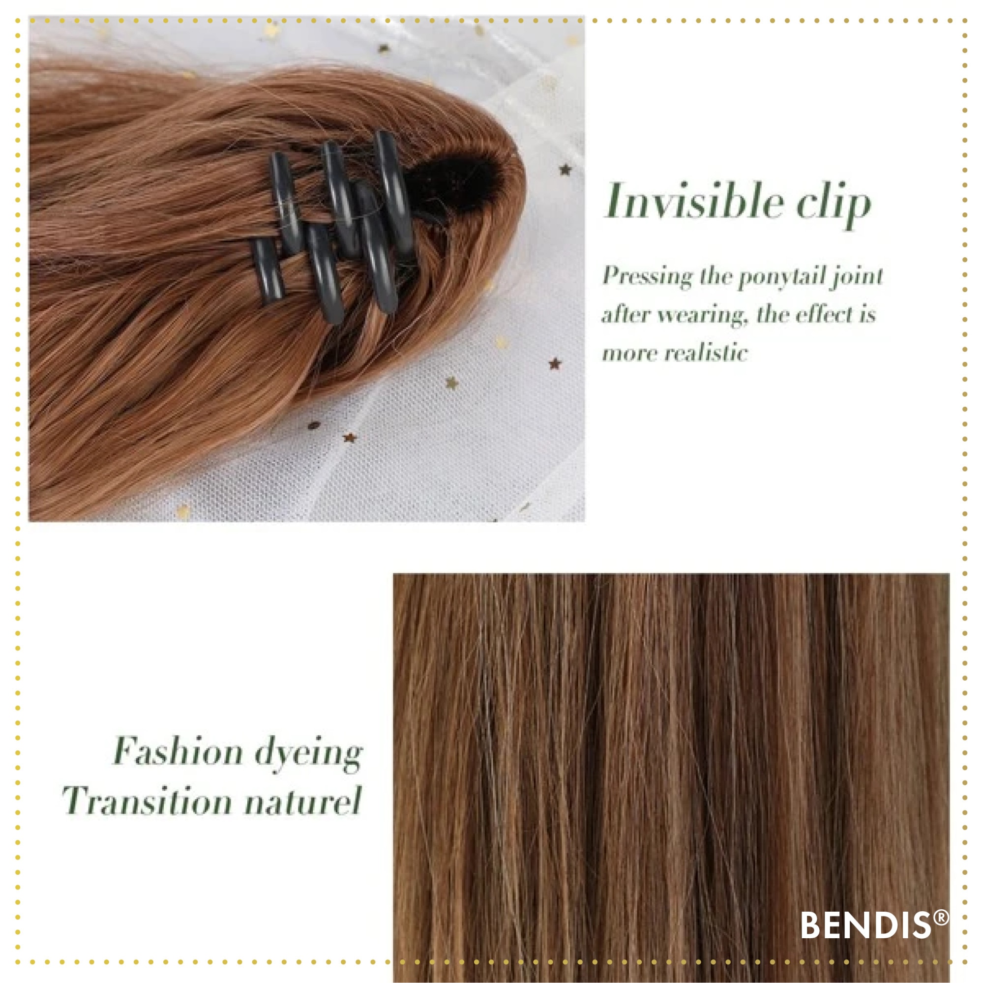 Extensie de par, coada de par tip ponytail dama, culoarea Saten Aluna ...