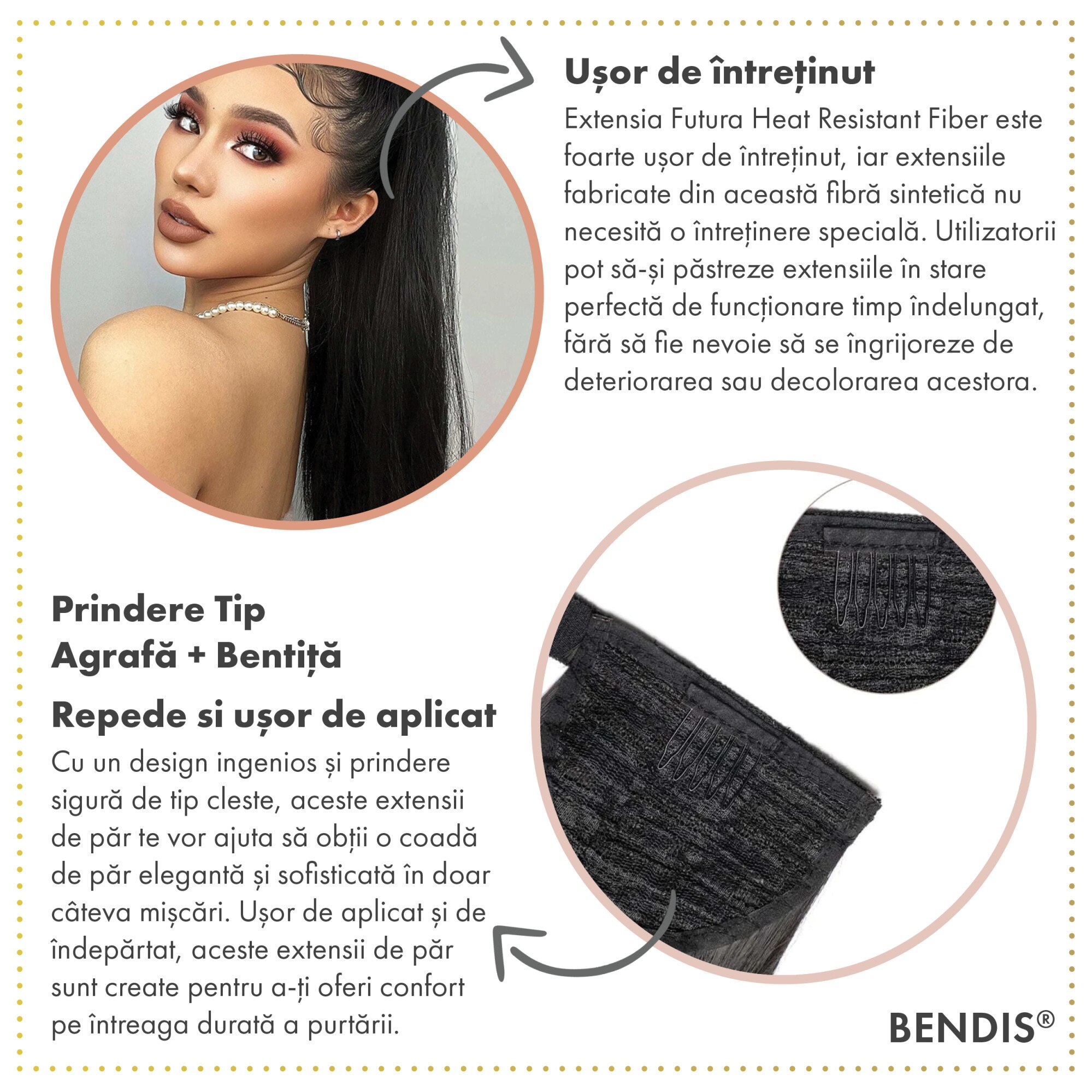 Extensie de par, coada de par tip ponytail dama, culoarea Negru Royal ...