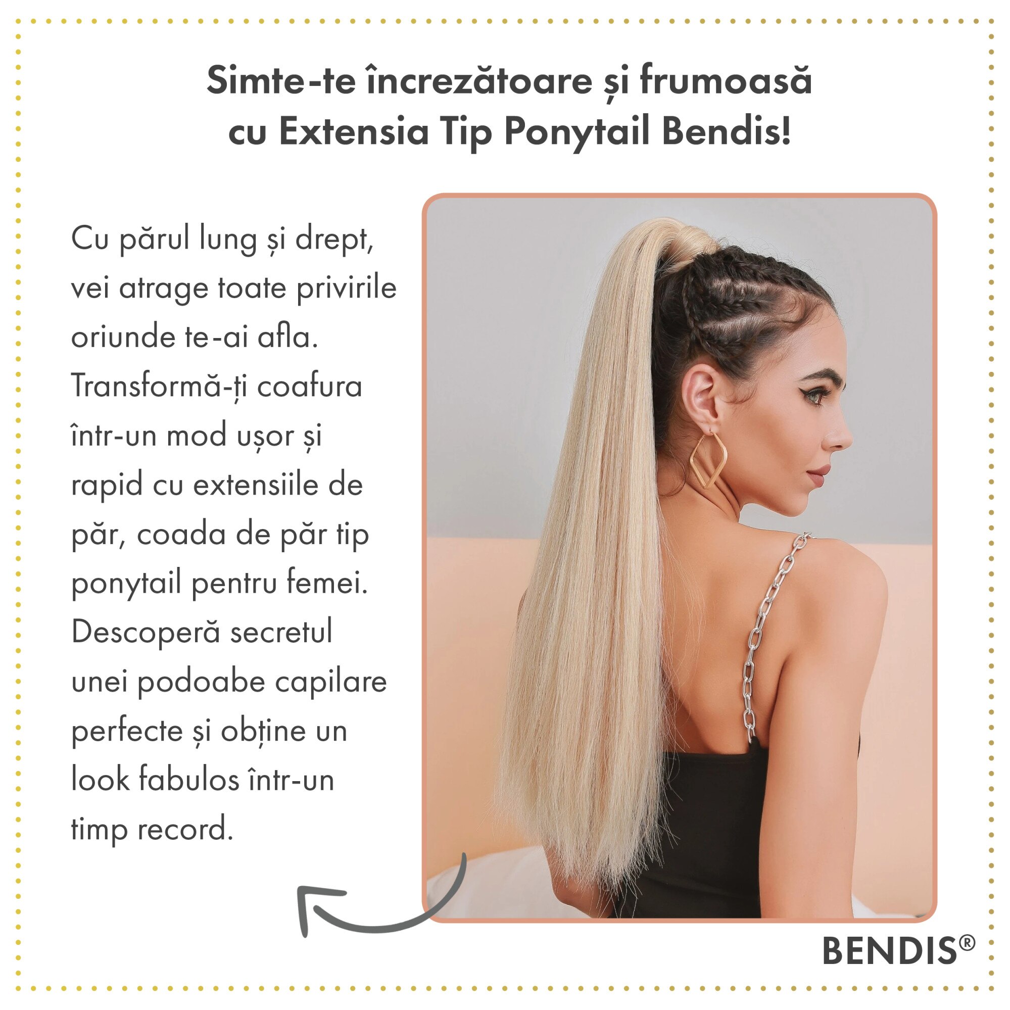 Extensie de par, coada de par tip ponytail dama, culoarea Blond Deschis ...