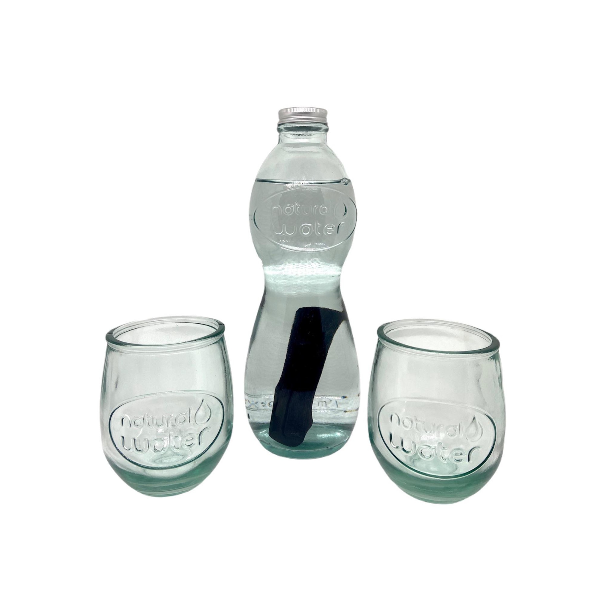 Set Carafa Natural Water cu 2 pahare si 1 carbune activ Woody binchotan ...