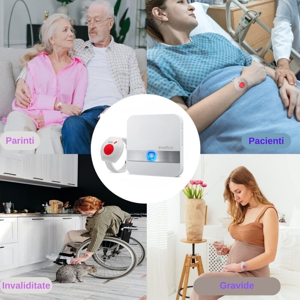 Ceas cu buton de panica SOS Exaltus®, HUB Smart inclus, Pentru persoane ...