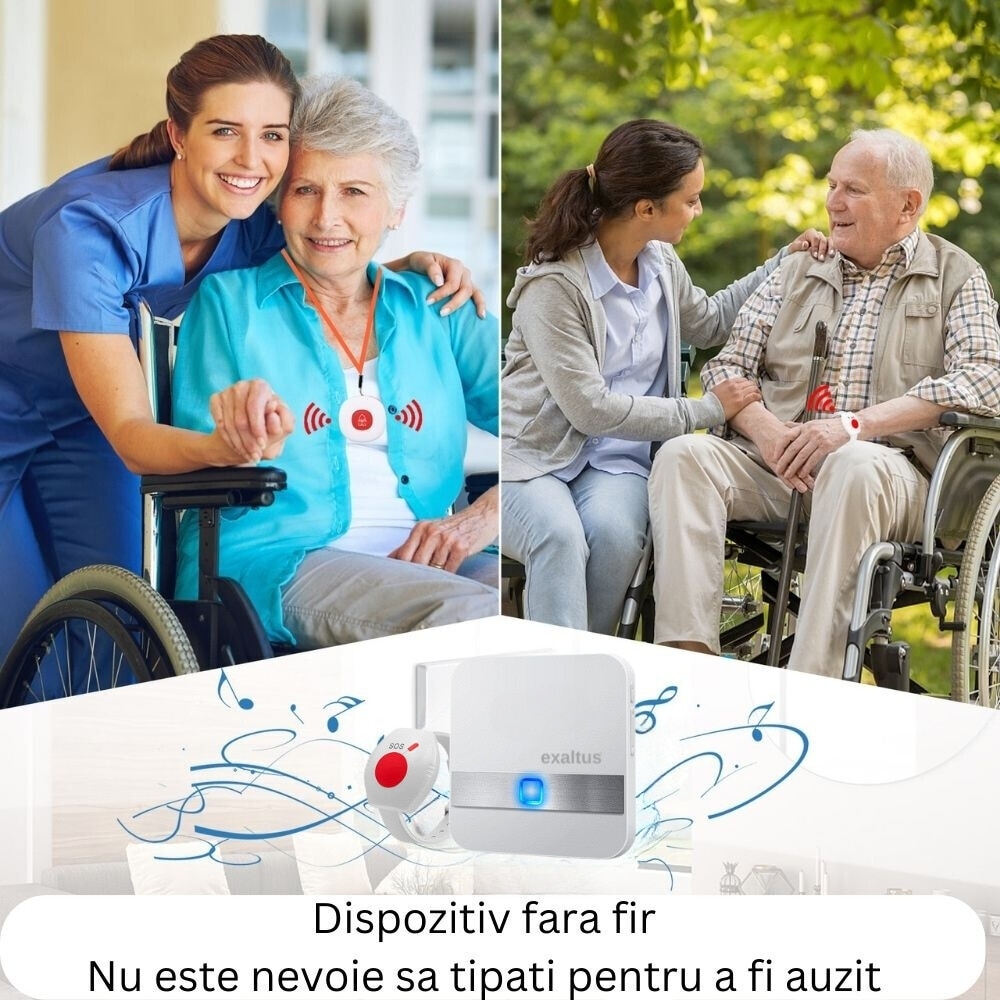Ceas cu buton de panica SOS Exaltus®, HUB Smart inclus, Pentru persoane ...