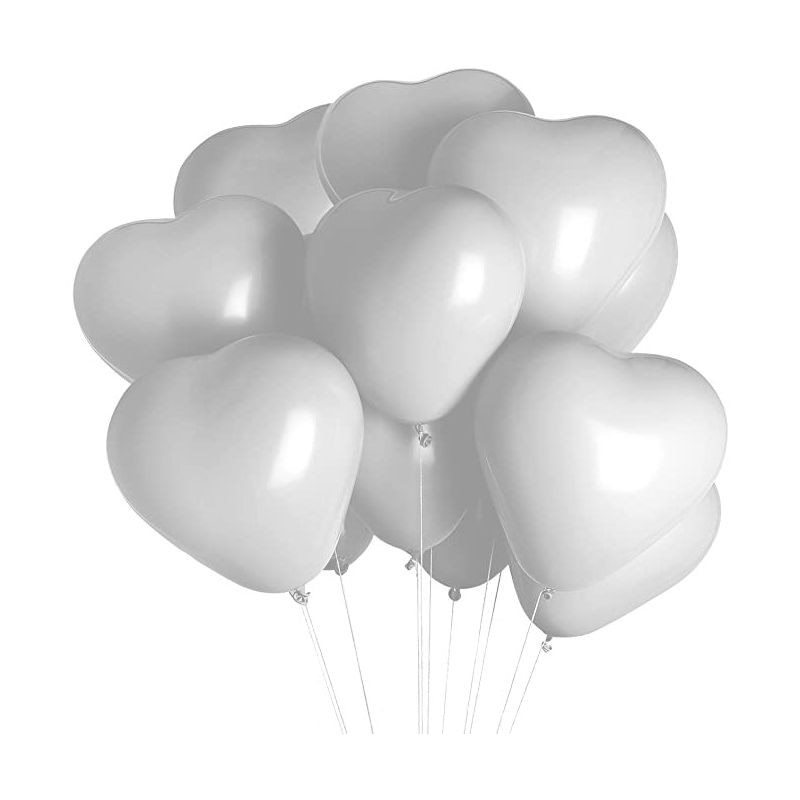 Set 100 baloane forma inimioara, PROCART, 30 cm, latex alb - eMAG.ro