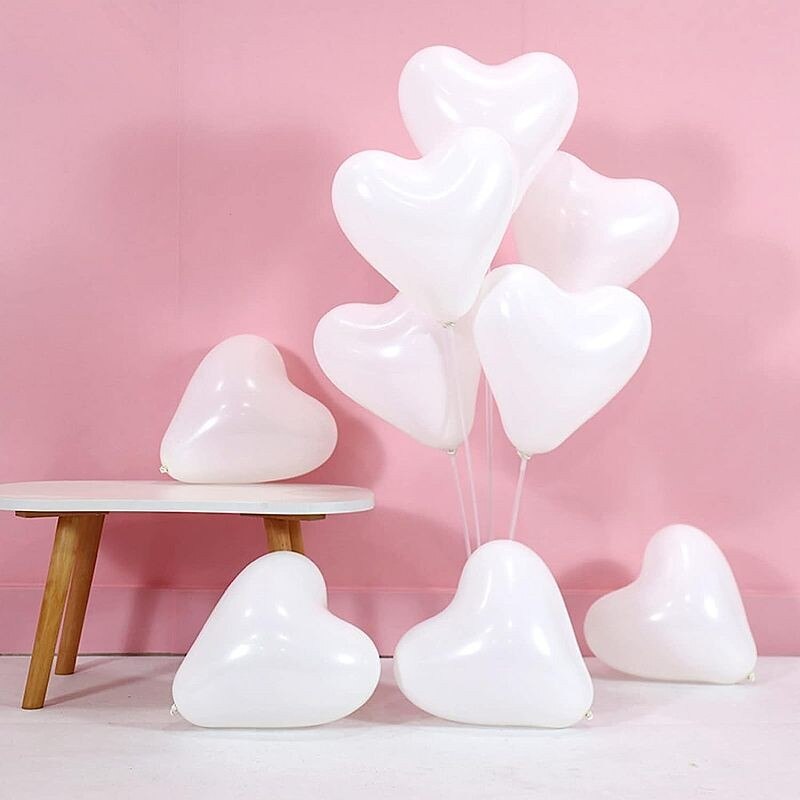 Set 100 baloane forma inimioara, PROCART, 30 cm, latex alb - eMAG.ro