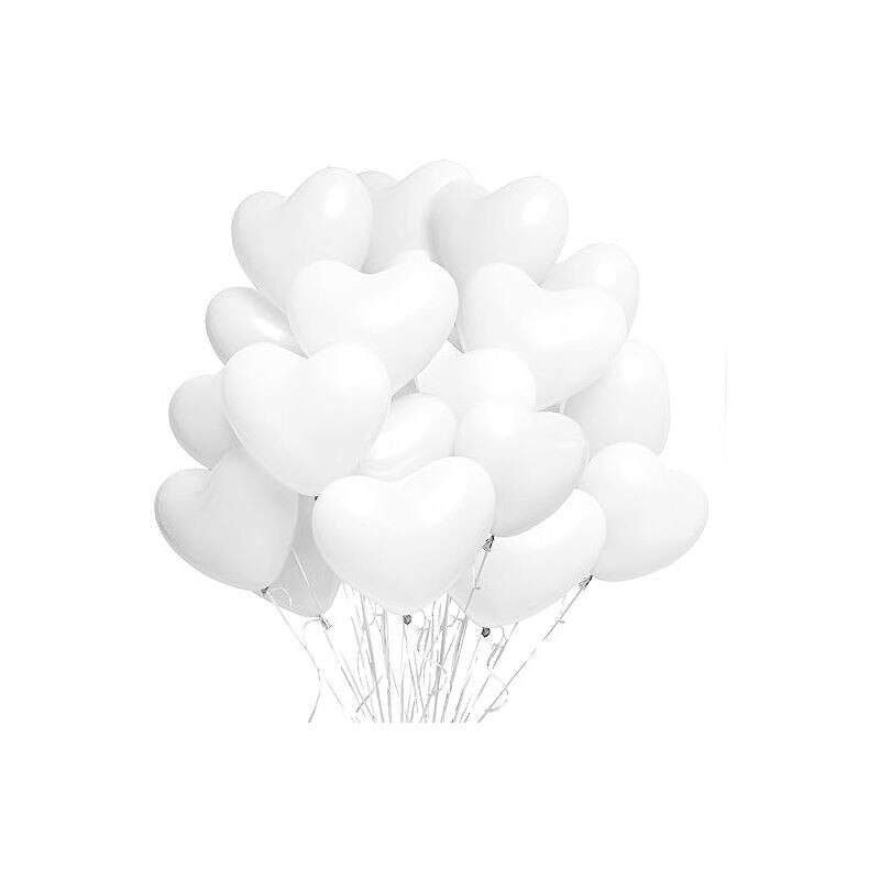 Set 100 baloane forma inimioara, PROCART, 30 cm, latex alb - eMAG.ro