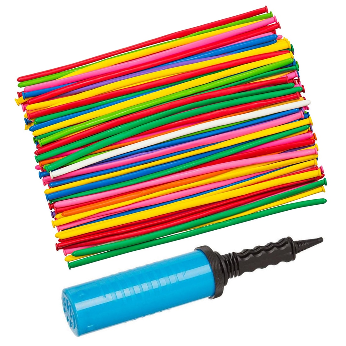 Set 100 Baloane multicolore din latex pentru modelaj si Pompa manuala ...