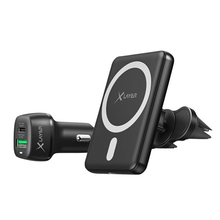 Kit suport auto cu incarcare wireless MagSafe si incarcator auto 20W ...