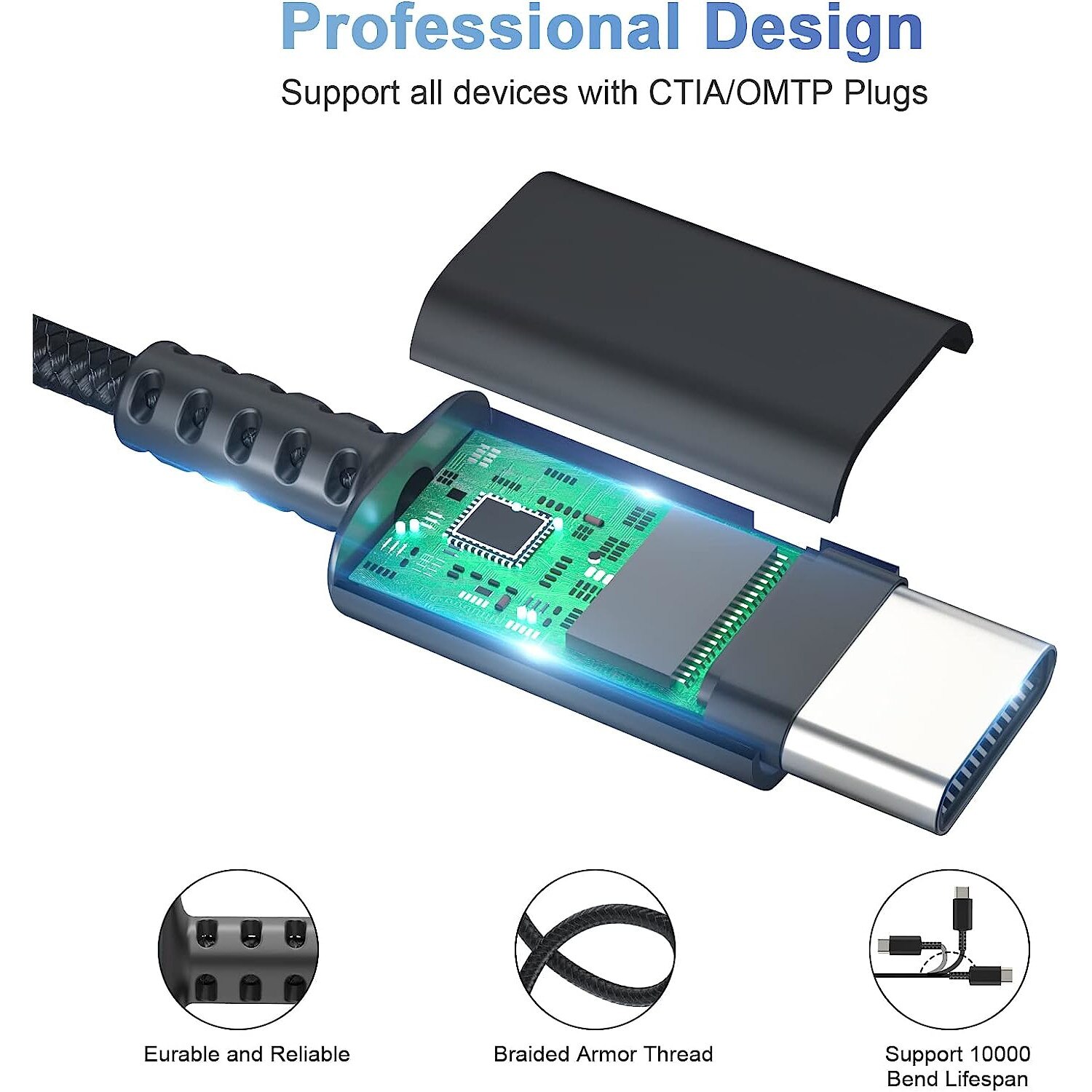 Adaptor audio pentru telefon, USB-C/Jack 3.5mm, Negru - eMAG.ro