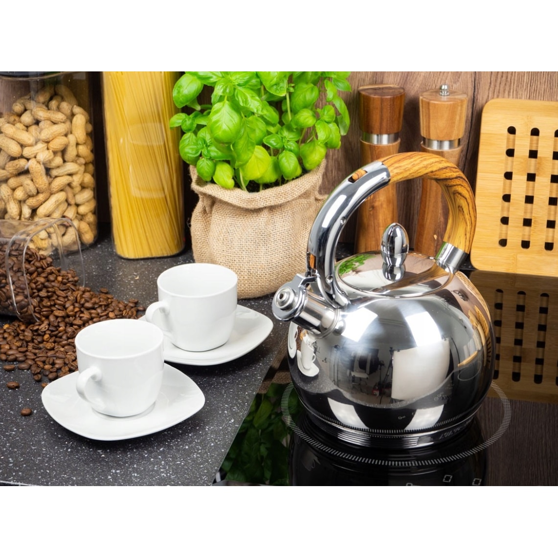 Ceainic argintiu, fierbator traditional, inox, capacitate 3 litri ...