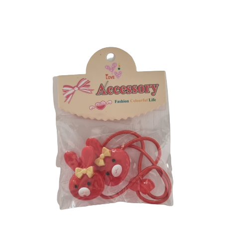 Set elastice par pentru fetite, 2 buc, Model iepuras, Rosu - eMAG.ro