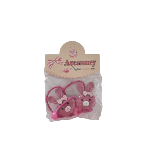 Set elastice par pentru fetite, 2 buc, Model iepuras, Roz aprins - eMAG.ro