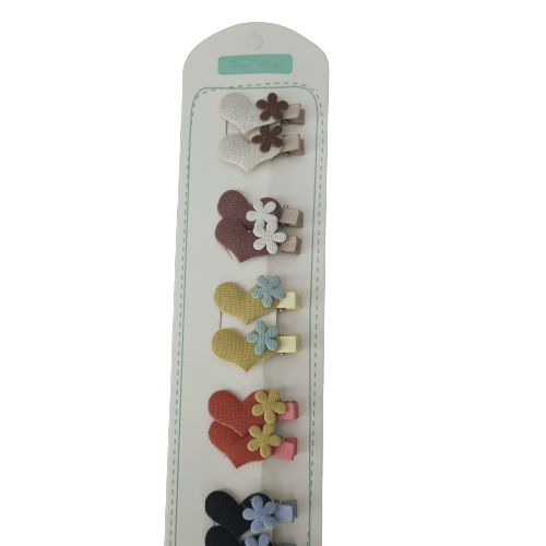 Set clame pentru fetite, Model inima si floare, 20 bucati, multicolor ...