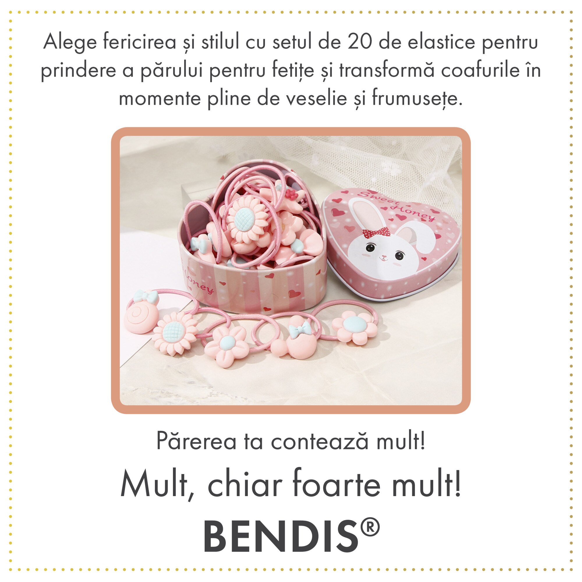 Set 20 de elastice prindere par, pentru fetite, modele cu flori ...