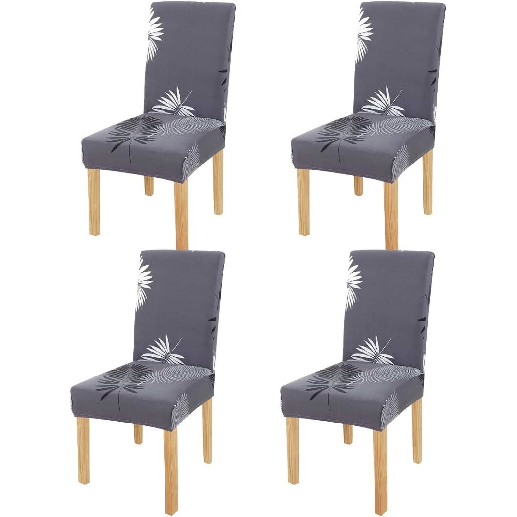 Set 4 huse pentru scaune, Poliester, Elastice, Gri - eMAG.ro