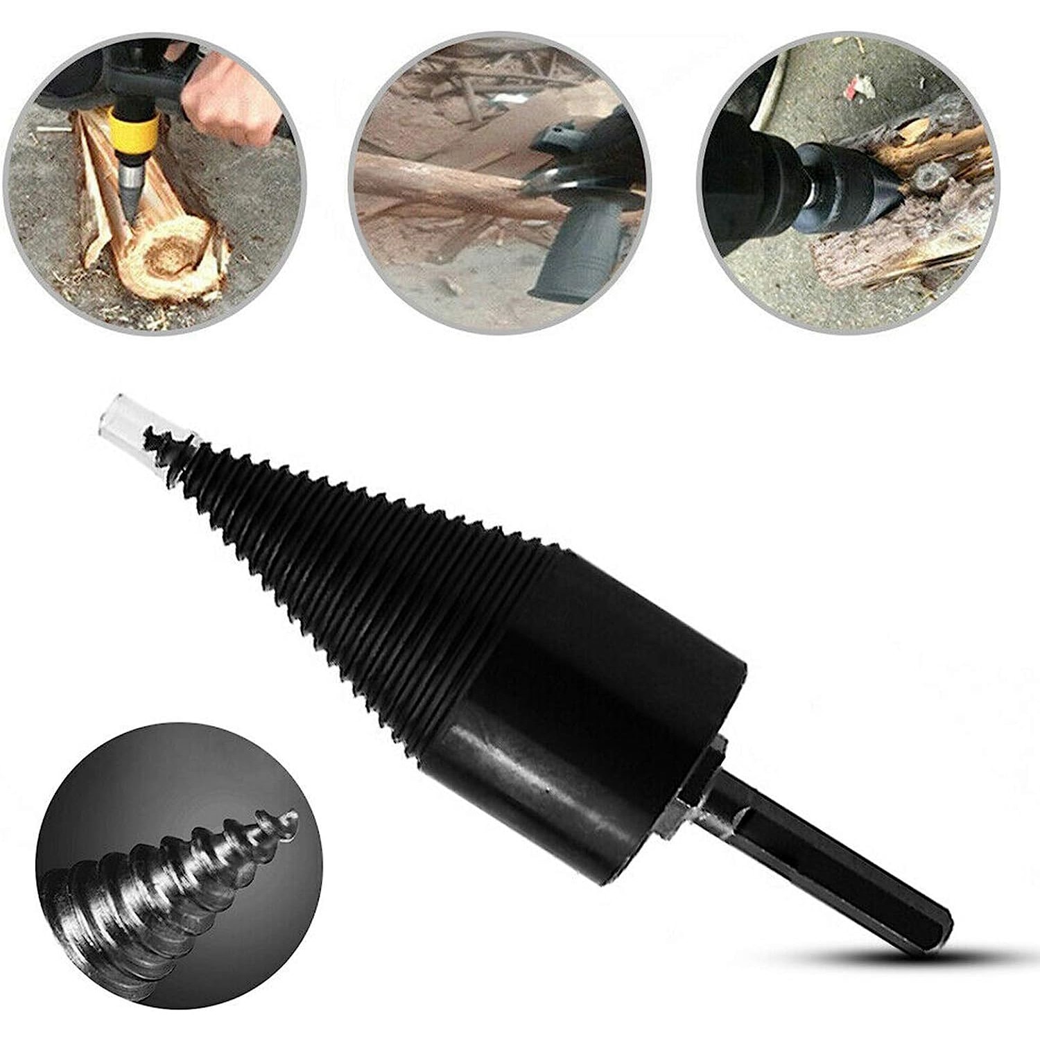 Despicator de lemn conic pentru burghiu si freza, Otel, 42 mm, Negru ...