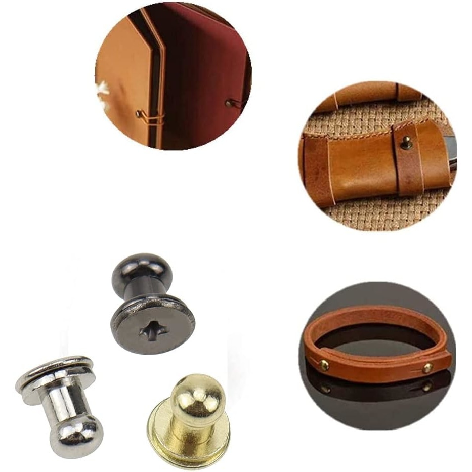 Suruburi cu cap rotund, Alama, Pentru piele, Auriu - eMAG.ro