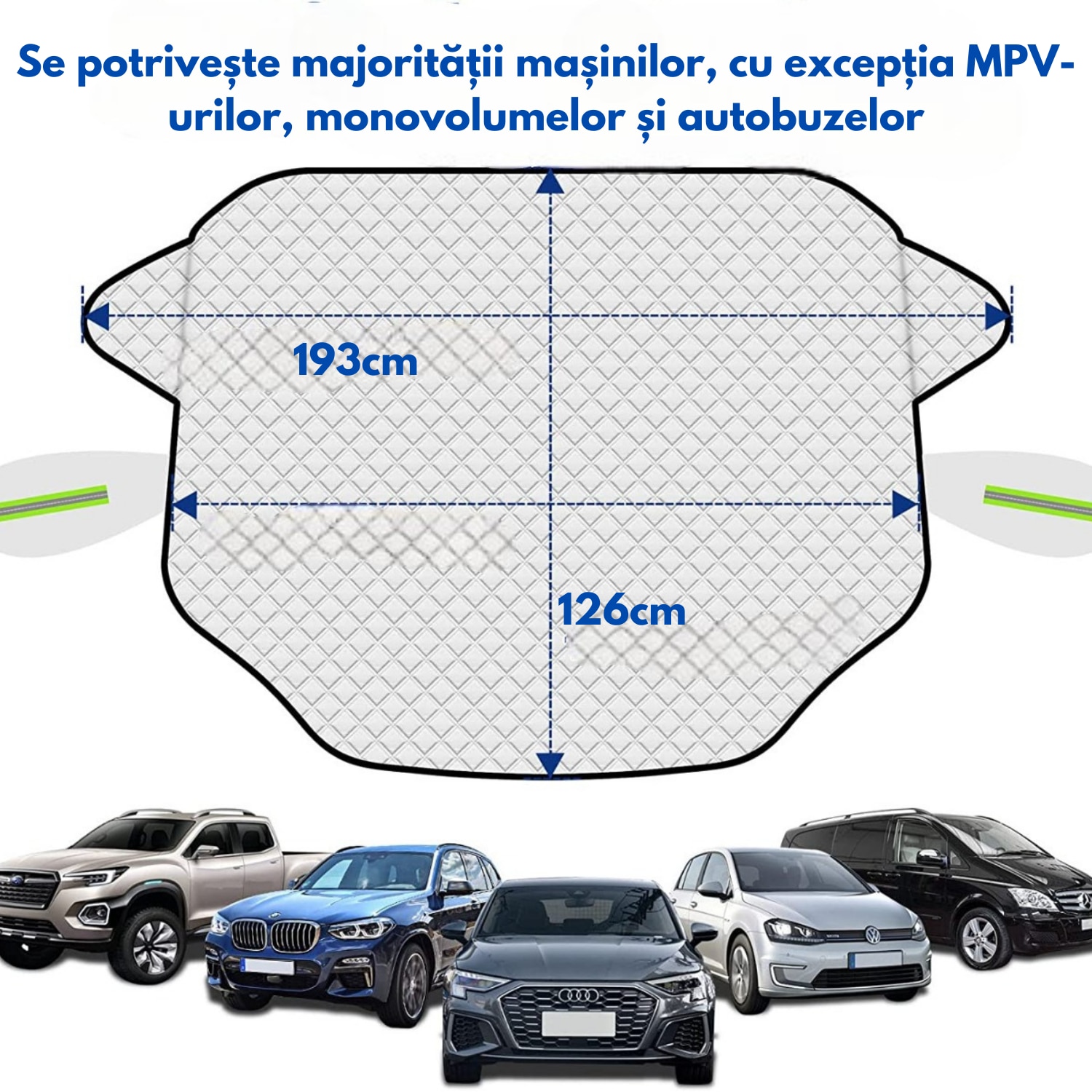 Parasolar pentru protectie parbriz si oglinzi cu banda reflectorizanta ...