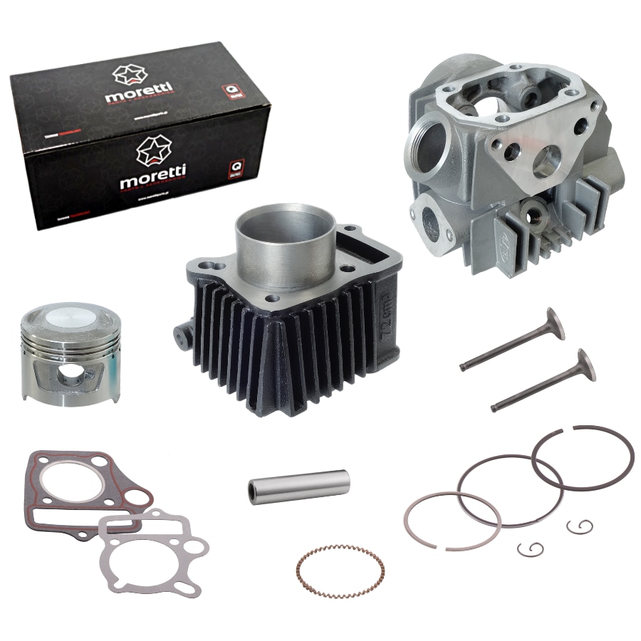 Kit cilindru motor pentru moped, Moretti, Compatibil cu Fighter 1, 70cc, 4T, Argintiu/Negru ...