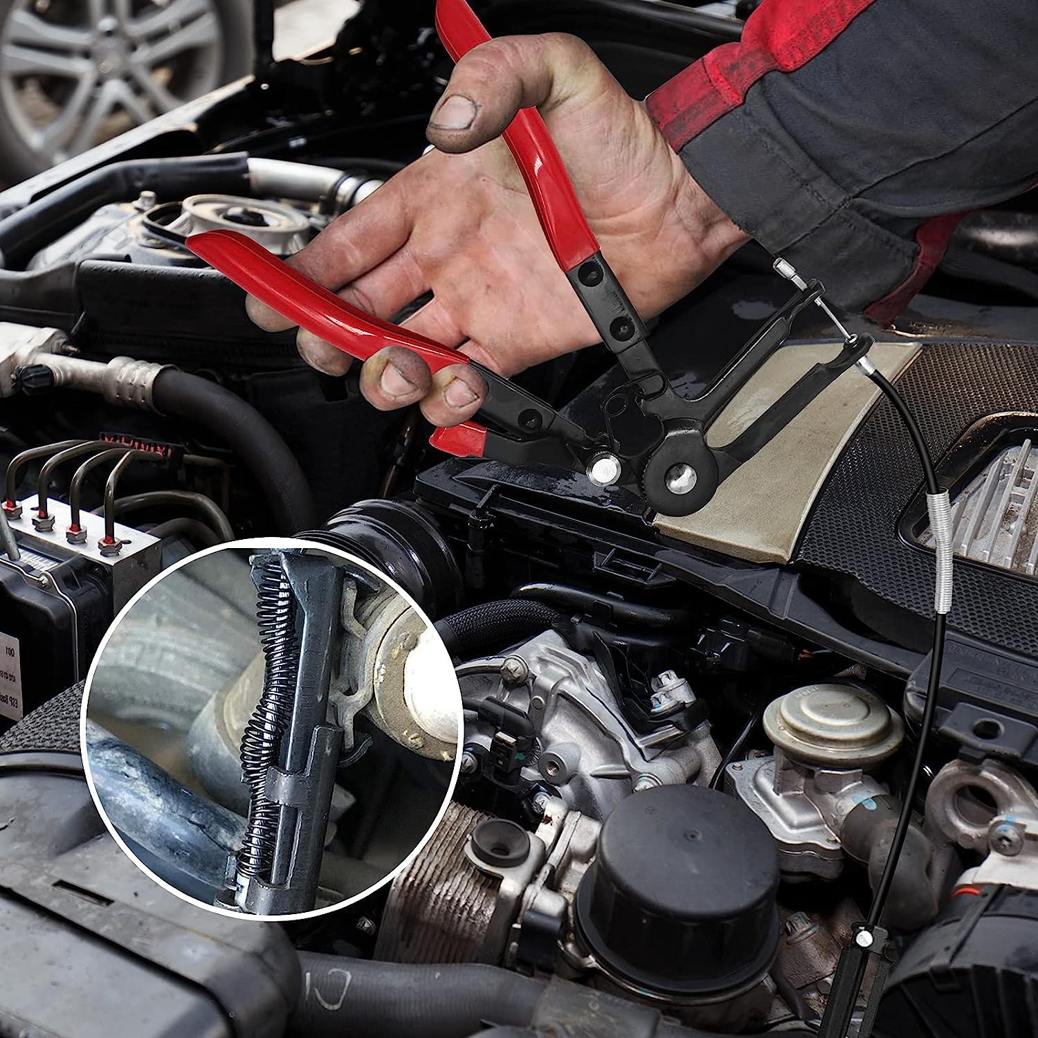 Cleste pentru clema pentru furtun auto, Aliaj, 620 mm, Negru/Rosu - eMAG.ro