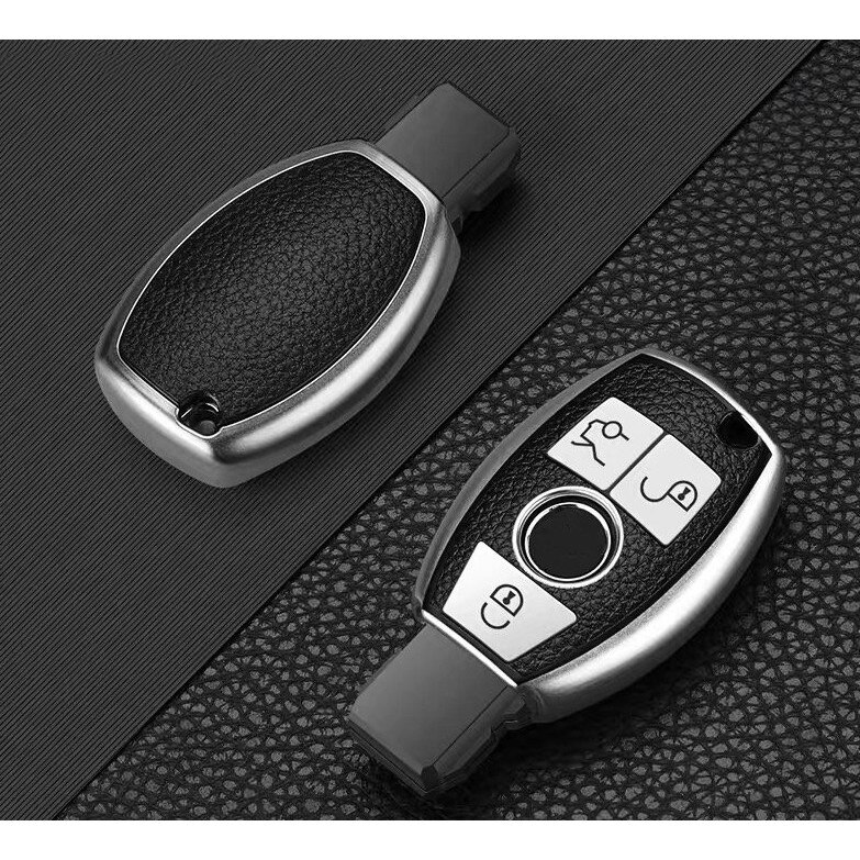 Husa Cheie Auto pentru Mercedes Benz, cu insertii piele, 3 Butoane ...