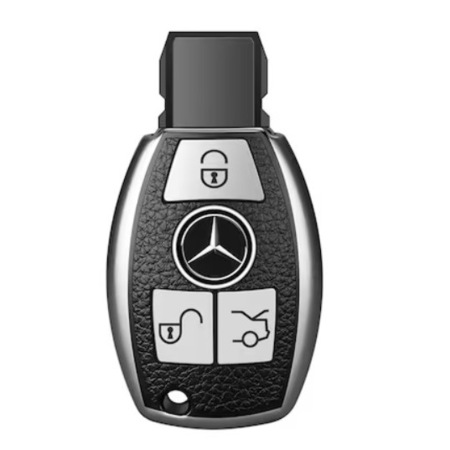 Husa Cheie Auto pentru Mercedes Benz, cu insertii piele, 3 Butoane ...