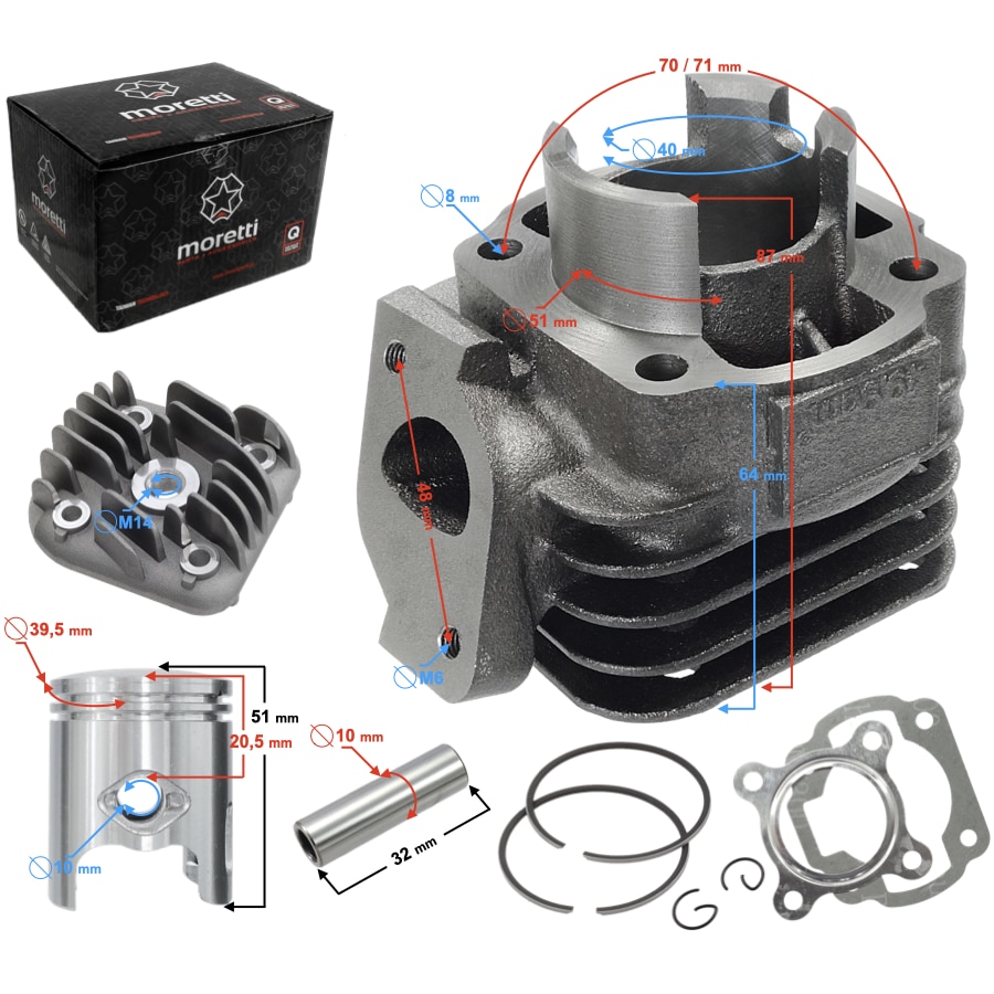 Cilindru si cap pentru scuter, Moretti, 2T, 50cc, 10mm - eMAG.ro