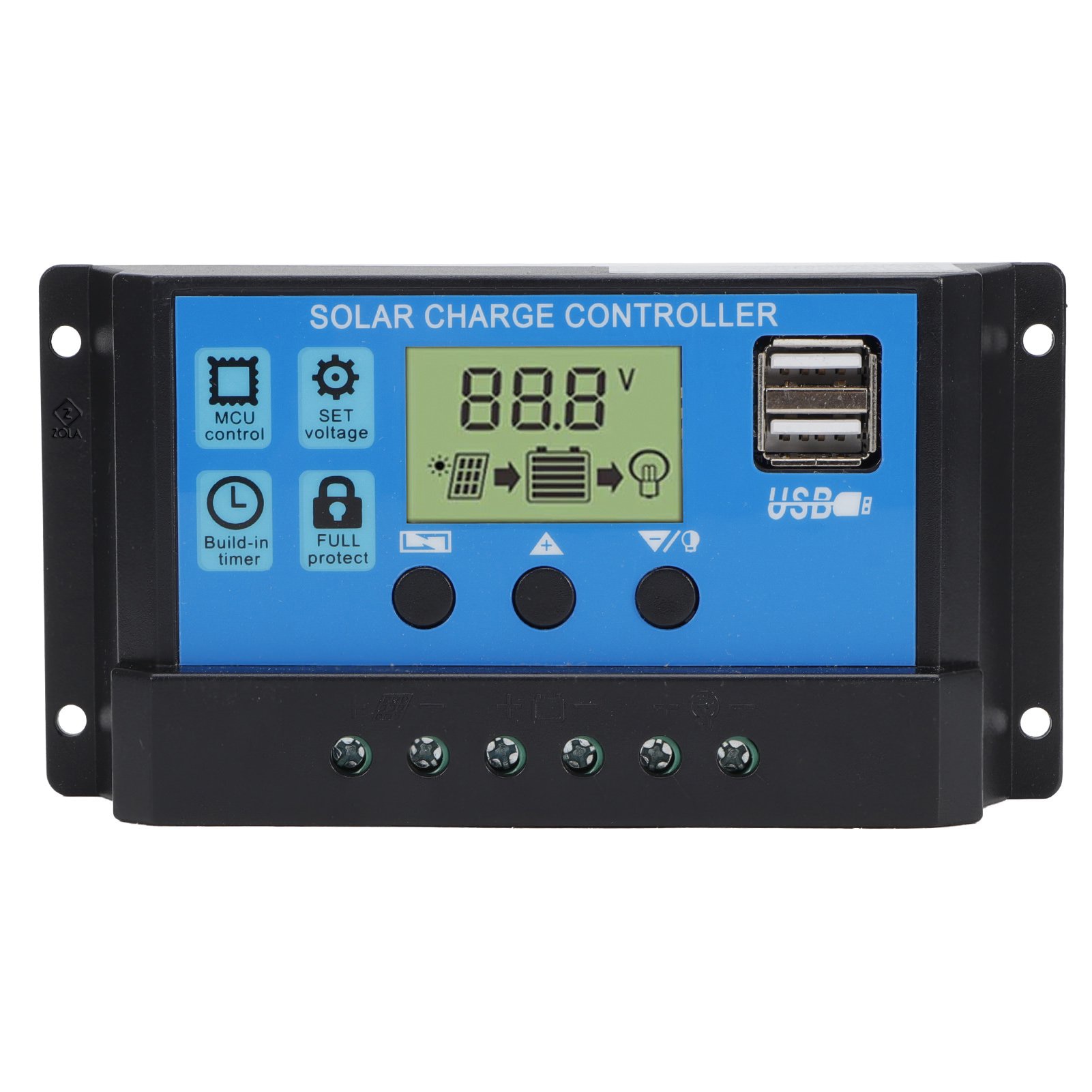 Regulator tensiune pentru panou solar, Zola®, ecran LCD, plastic, 12 ...