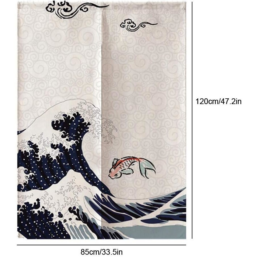 Perdea pentru dus, Textil, Stil japonez, 85 x 120 cm, Multicolor - eMAG.ro