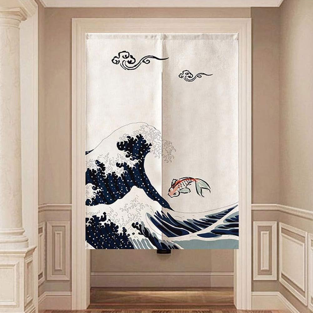 Perdea pentru dus, Textil, Stil japonez, 85 x 120 cm, Multicolor - eMAG.ro