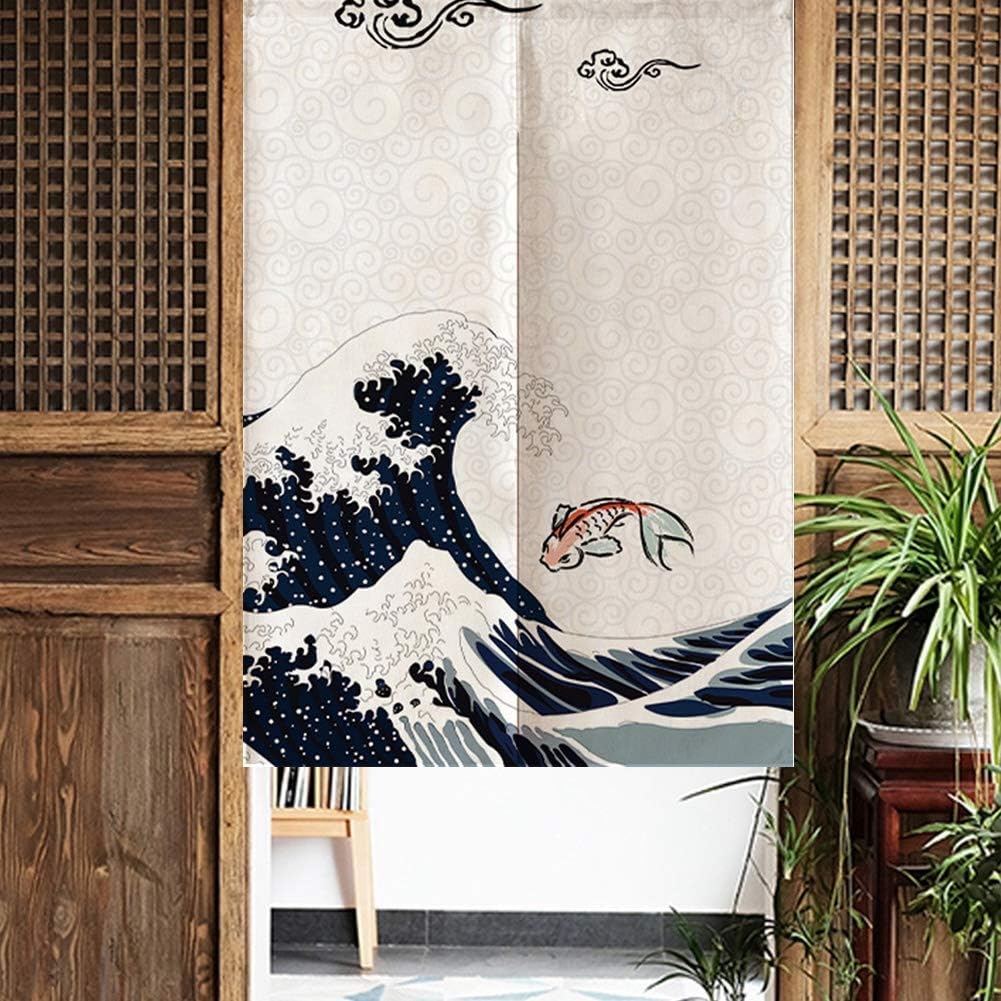 Perdea pentru dus, Textil, Stil japonez, 85 x 120 cm, Multicolor - eMAG.ro