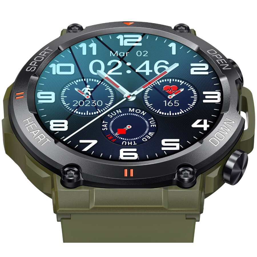 Ceas inteligent Rubicon, Silicon, Ecran de 1.39INCH, Verde - eMAG.ro