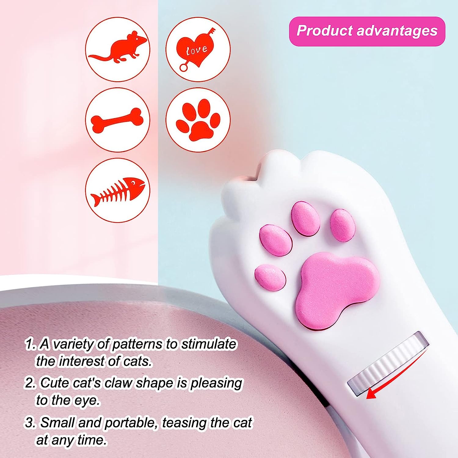 Set 2 jucarii interactive pentru pisici, ABS, Alb/Roz - eMAG.ro