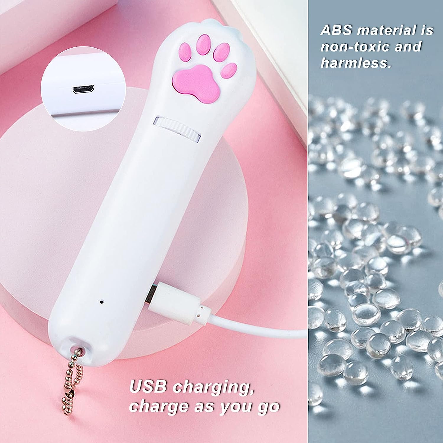 Set 2 jucarii interactive pentru pisici, ABS, Alb/Roz - eMAG.ro