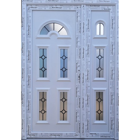 Usa dubla exterior Pvc, cu geam termopan, Karo Big black 140x210 - Alb ...