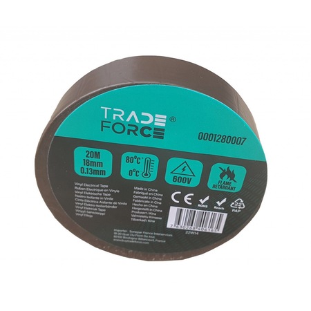 Banda izolatoare PVC ignifuga, 20mx18mm, 600V, 0-80C, maro, Tradeforce - eMAG.ro