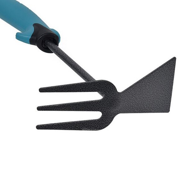 Mini grebla dubla pentru gradina, din metal forjat si maner din plastic ...