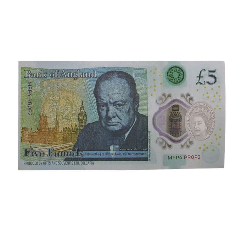Set de bani suvenir, bancnote de 5 lira britanica, 100 buc - eMAG.ro