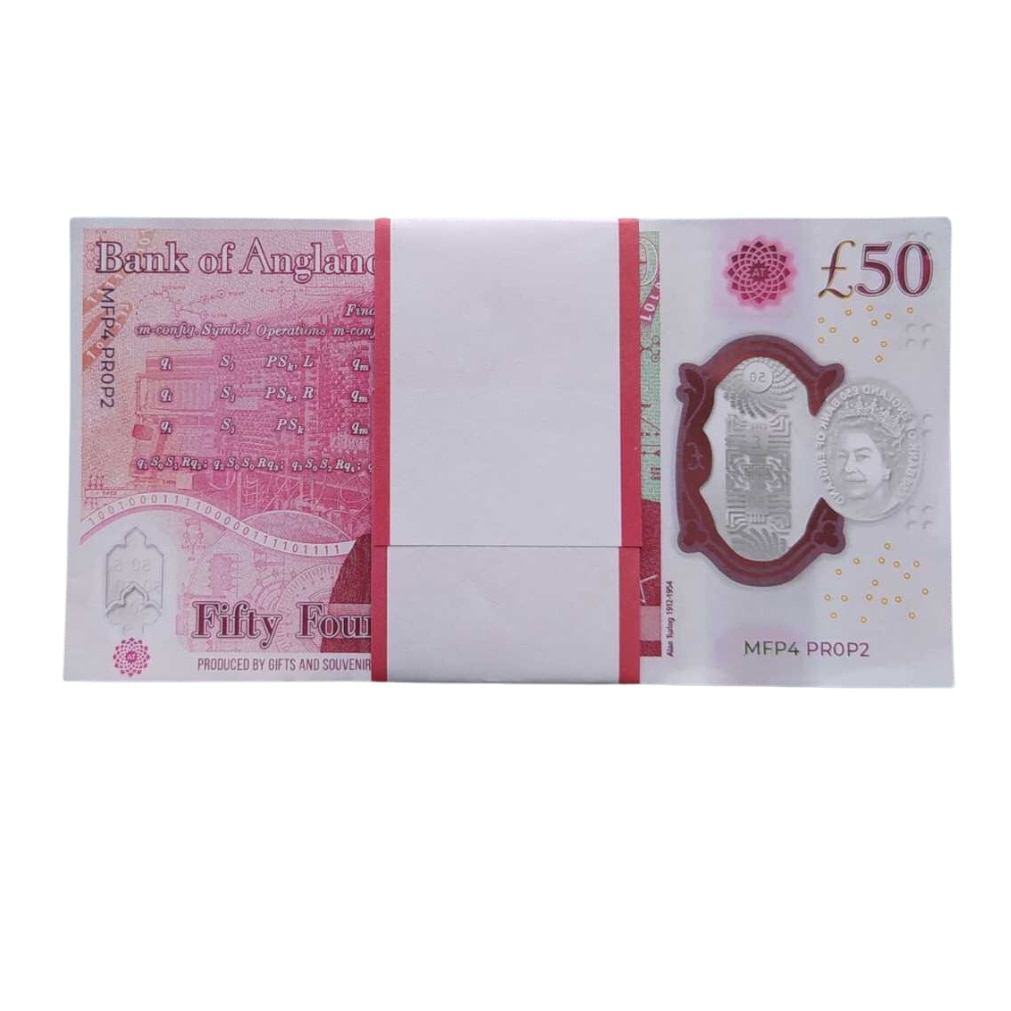 Set de bani suvenir, bancnote de 50 lira britanica, 100 buc - eMAG.ro