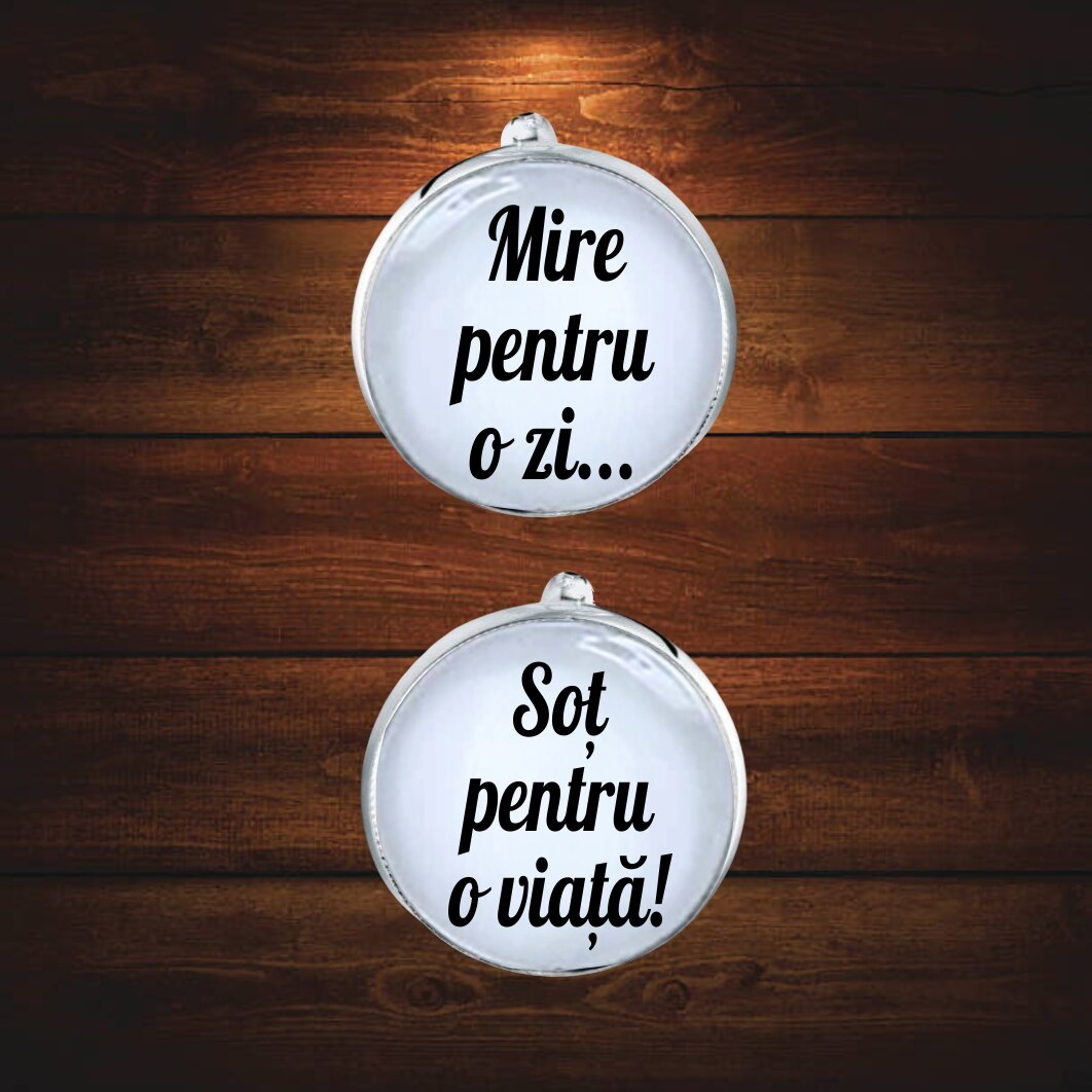 Butoni Personalizati, Mire, Nunta, Argintiu, 18×16 mm, BMN017 - eMAG.ro