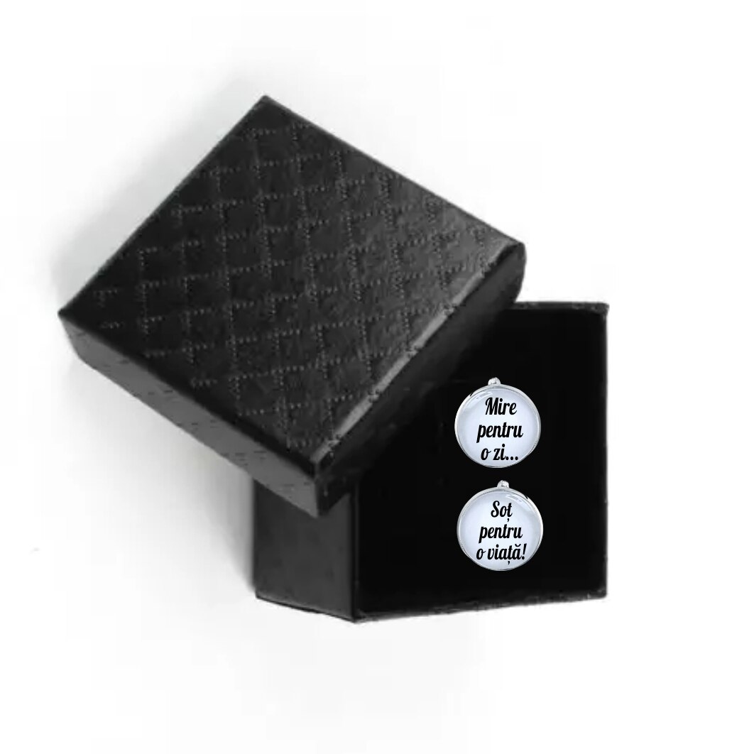Butoni Personalizati, Mire, Nunta, Argintiu, 18×16 mm, BMN017 - eMAG.ro
