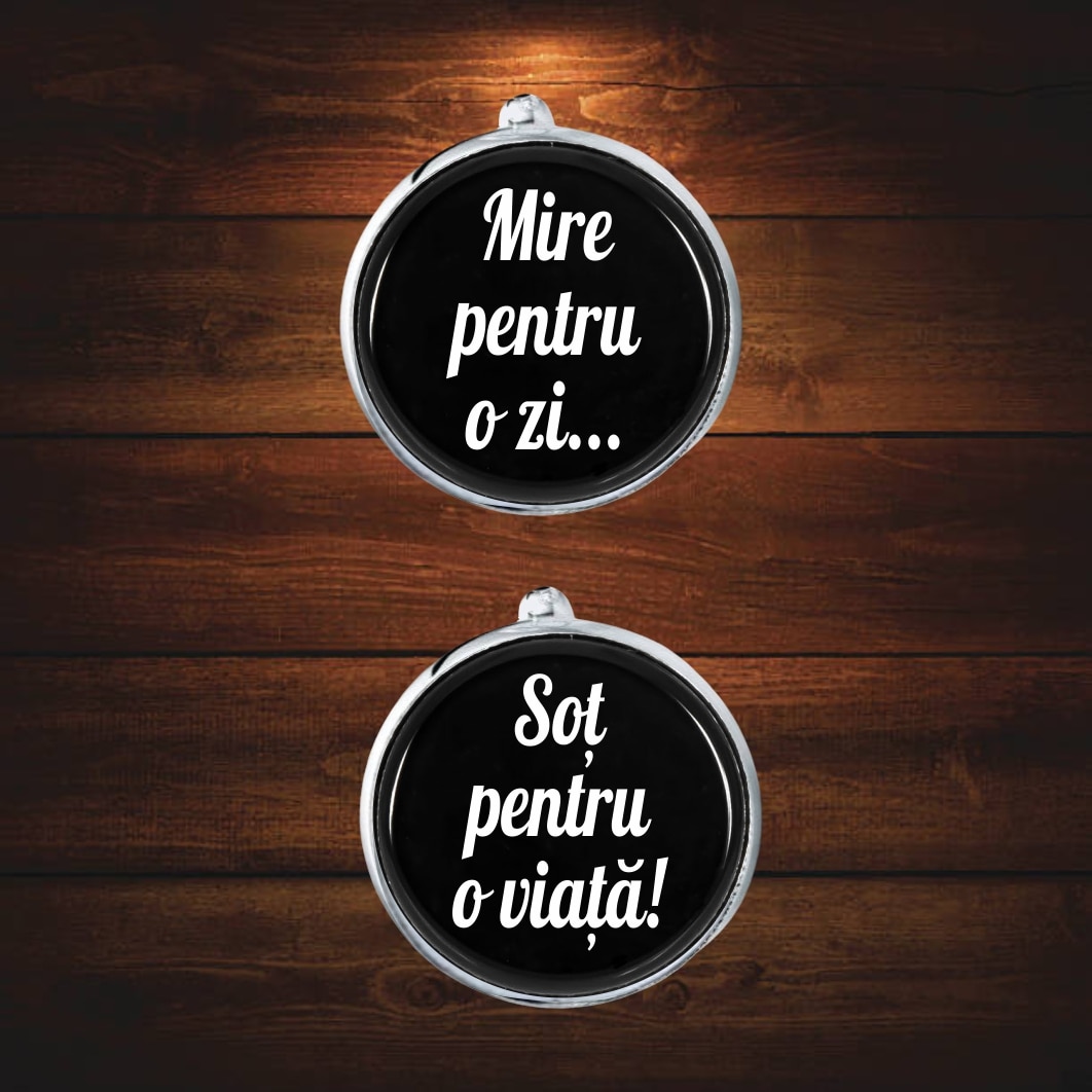 Butoni Personalizati, Mire, Nunta, Argintiu, 18×16 mm, BMN018 - eMAG.ro