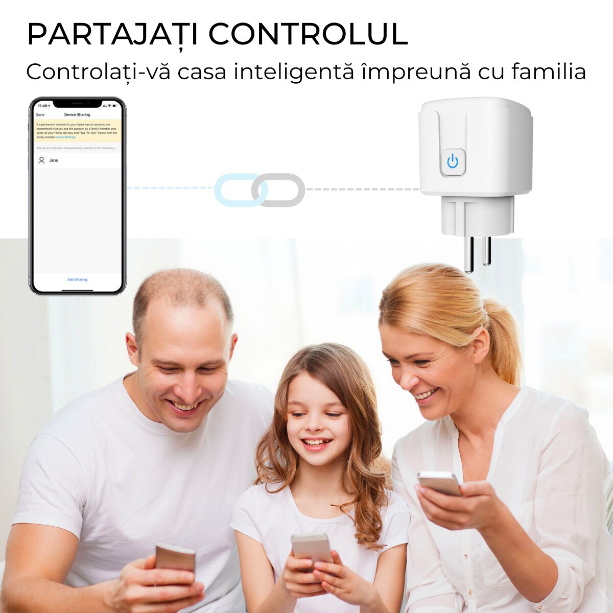 Priza inteligenta Wi-Fi, 20A, Control vocal, Monitorizare consum ...