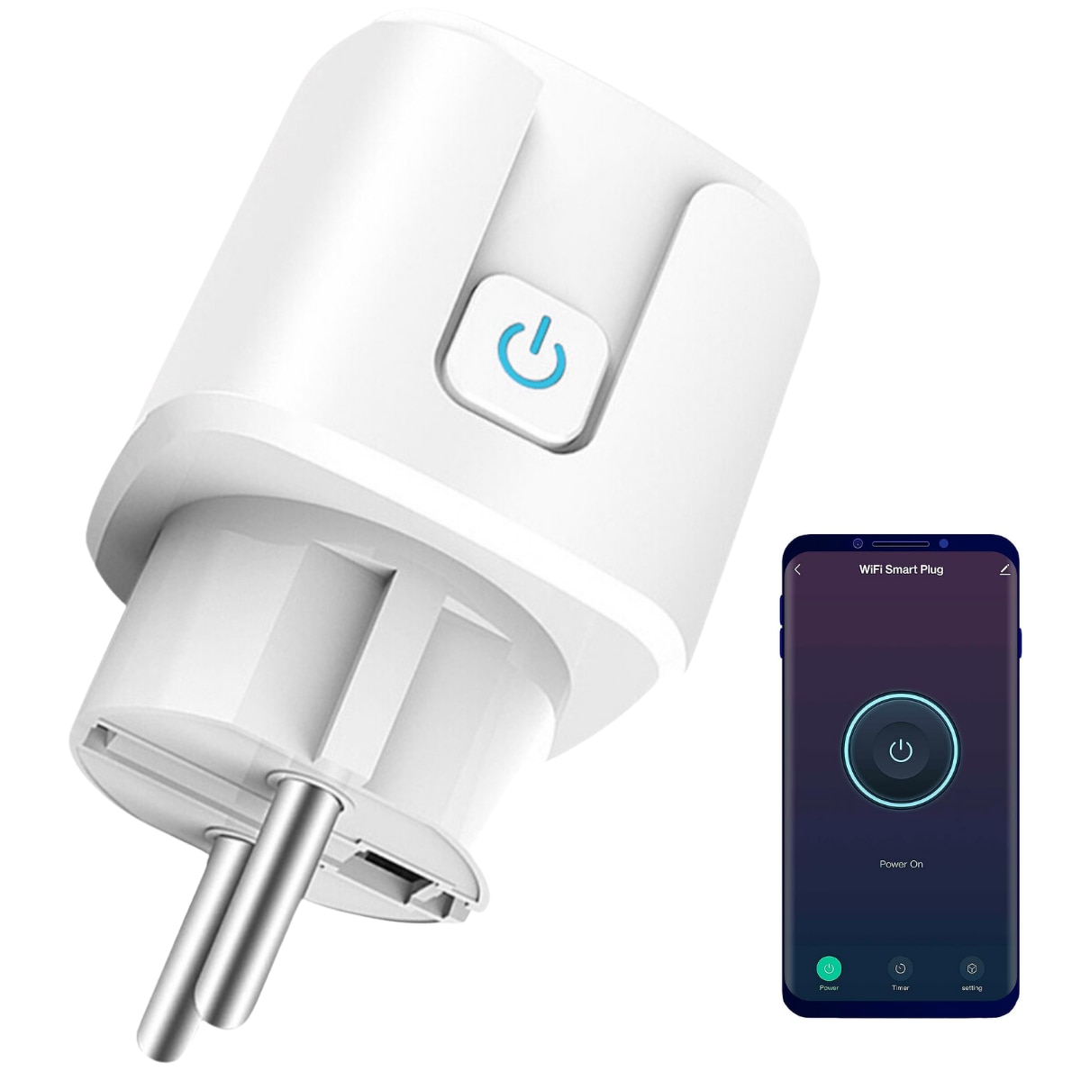 Priza inteligenta Wi-Fi, 20A, Control vocal, Monitorizare consum ...