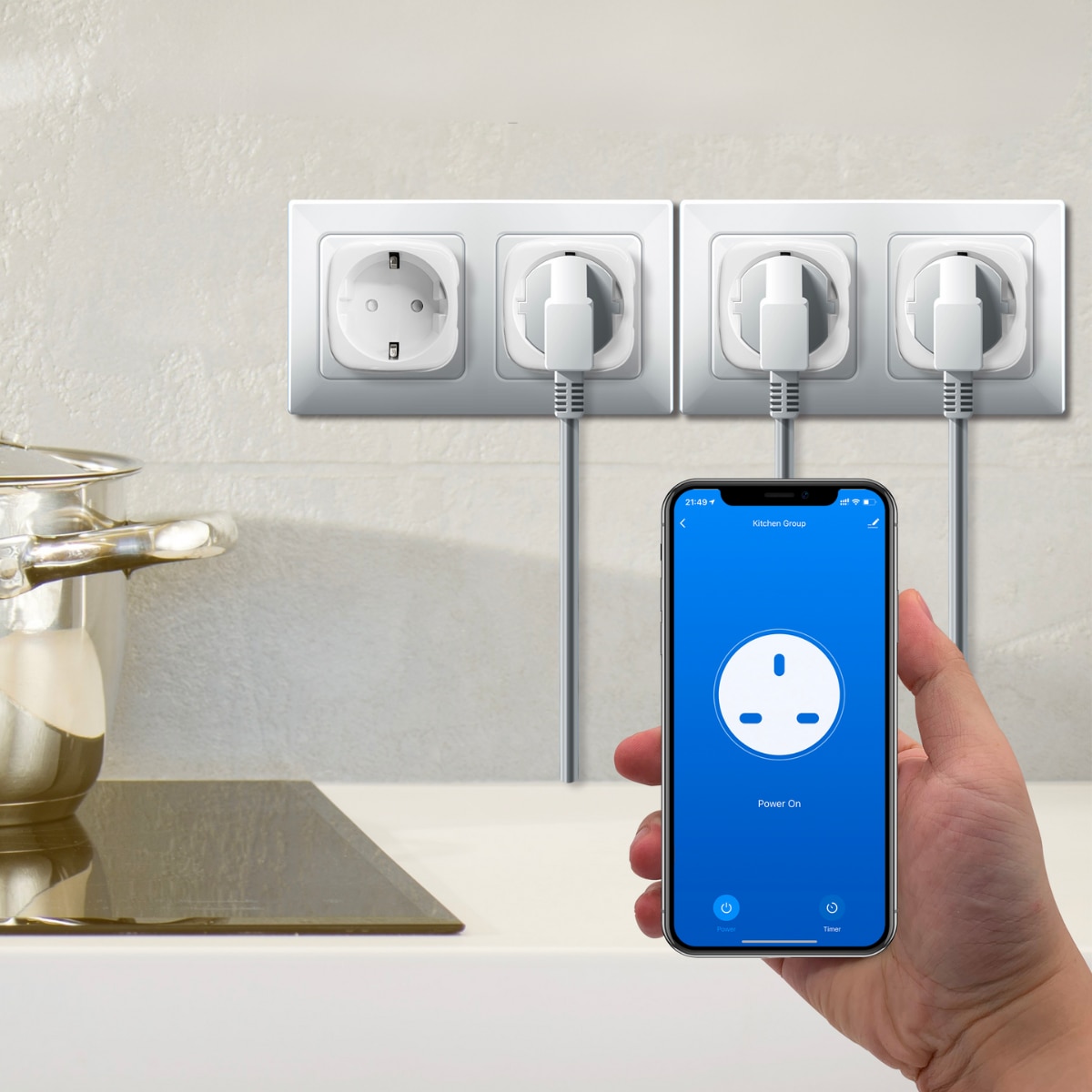 Priza inteligenta Wi-Fi, 20A, Control vocal, Monitorizare consum ...