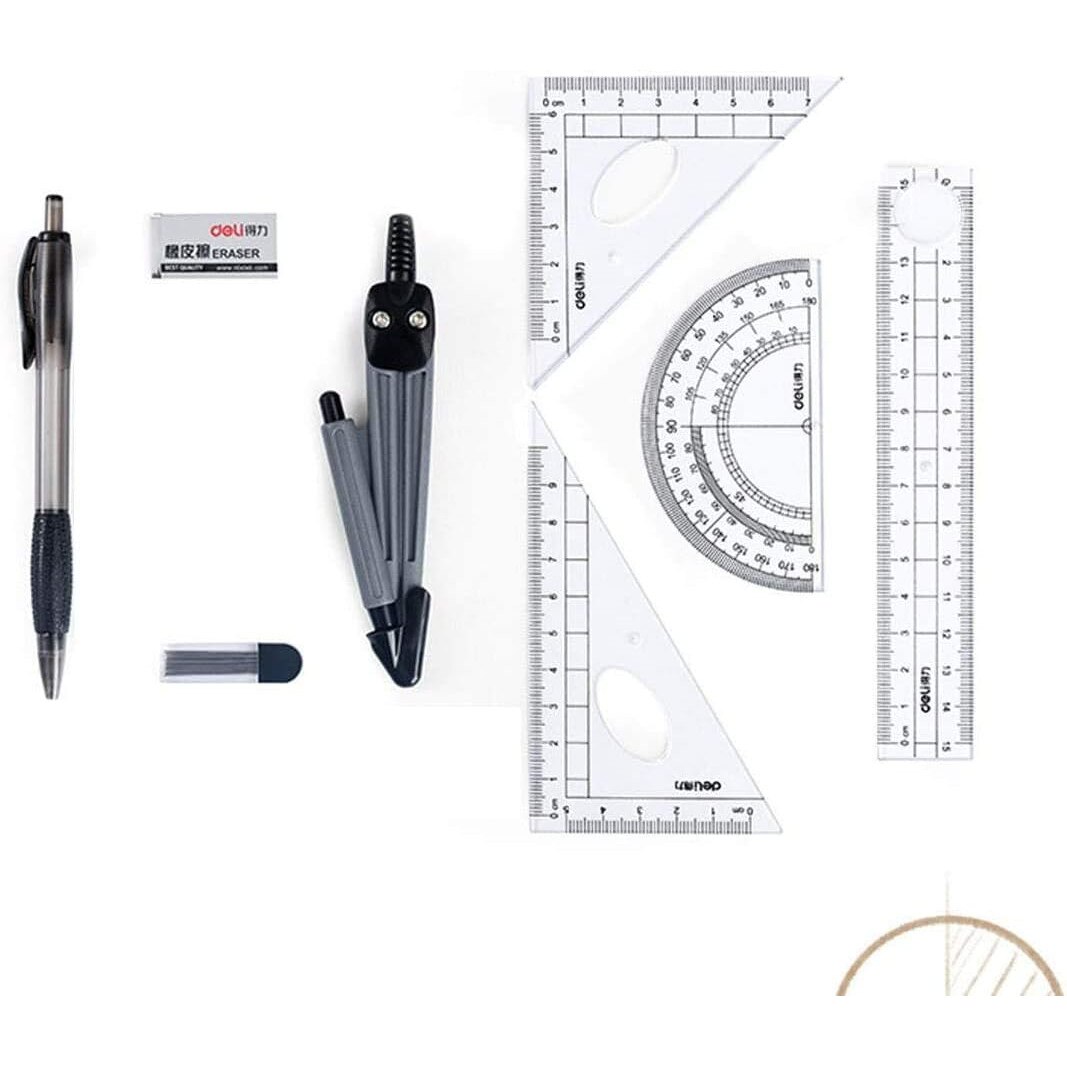 Set de geometrie, Sunmostar, Plastic, Gri - eMAG.ro