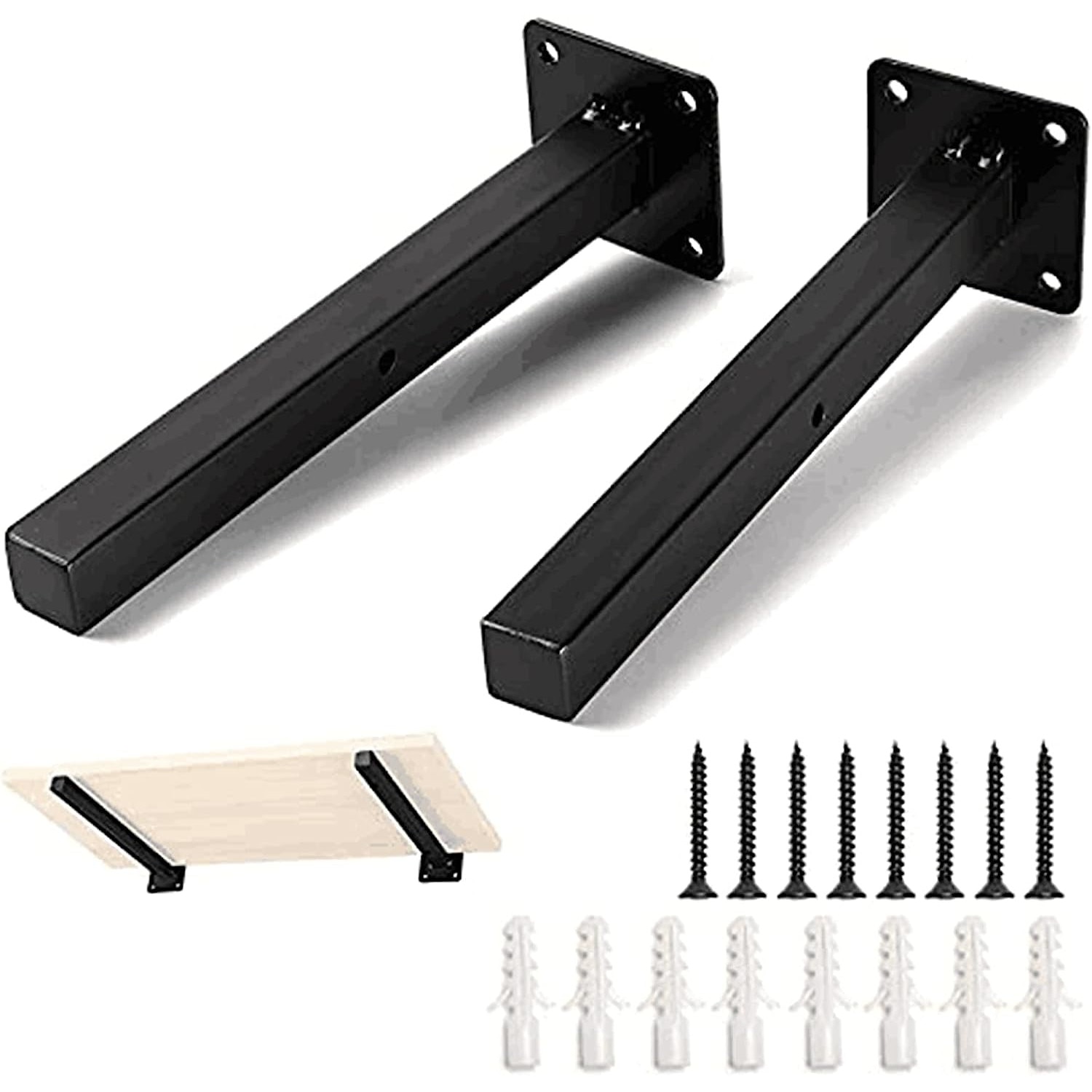 Suport raft, 20 cm, 2 buc, Metal, Negru - eMAG.ro