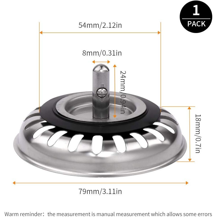 Dop pentru chiuveta bucatarie, Starlight, Inox, 79.3 mm, Argintiu - eMAG.ro